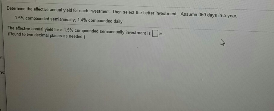 Solved Determine the effective annual yield for each | Chegg.com