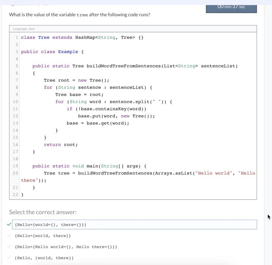 Solved What is the value of the variable tree after the | Chegg.com