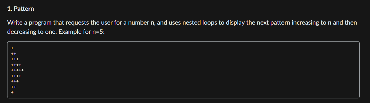 Solved SOLVE IN C++1. PatternWrite a program that requests | Chegg.com