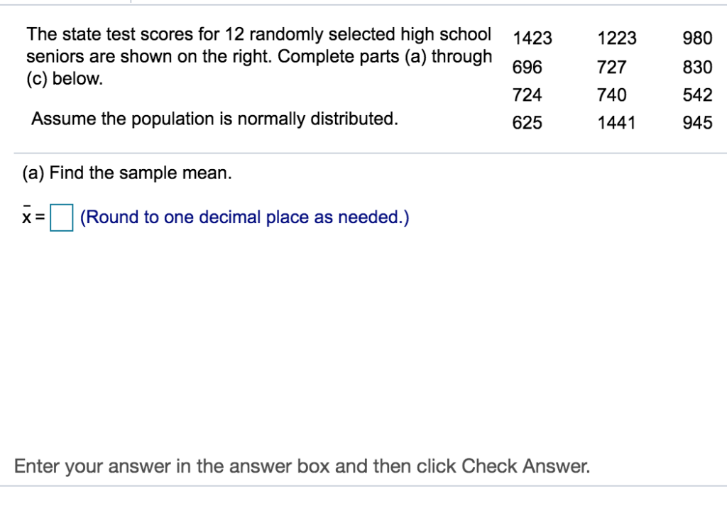 Solved The state test scores for 12 randomly selected high | Chegg.com
