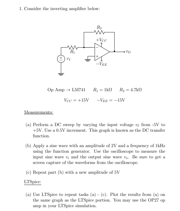 Solved Consider the inverting amplifier below: ﻿Op ﻿Amp | Chegg.com