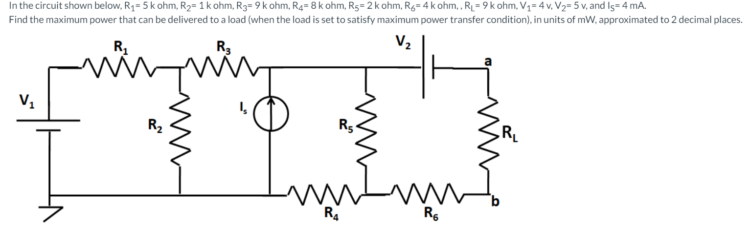 Solved In the circuit shown below, R1=5k ﻿ohm, R2=1k ﻿ohm, | Chegg.com
