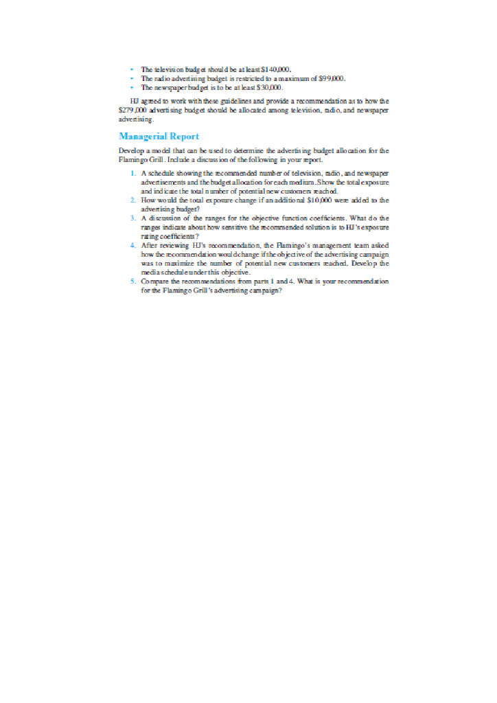 Solved Case Problem 1 PLANNING AN ADVERTISING CAMPAIGN The | Chegg.com