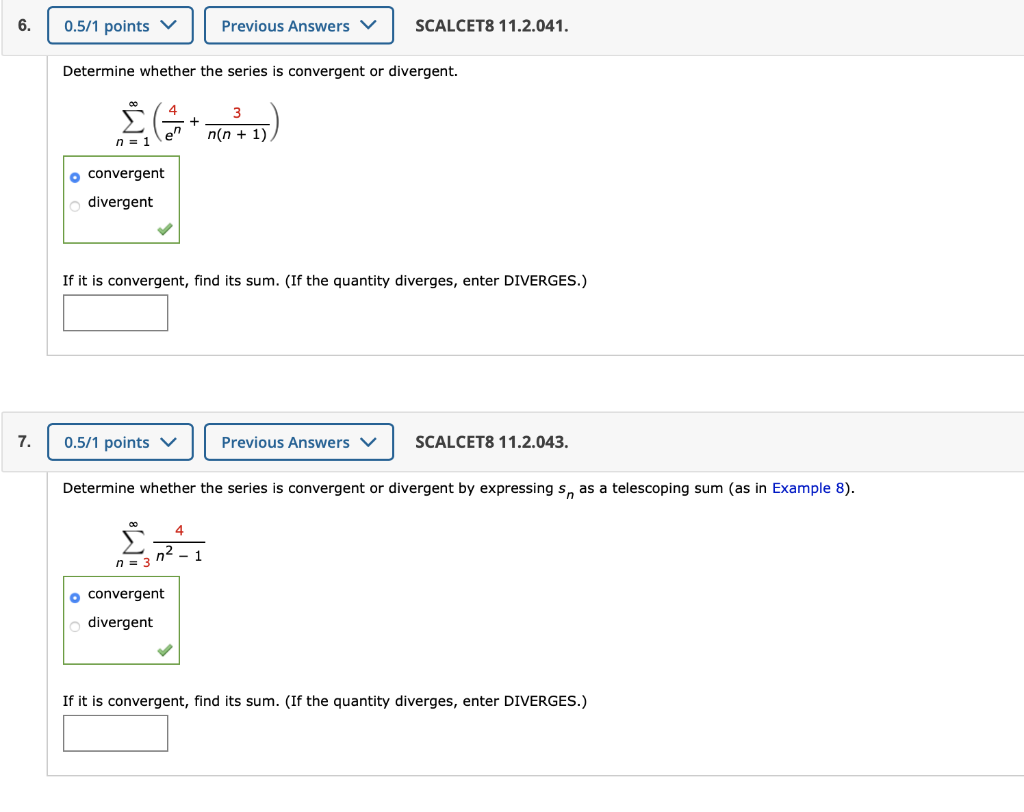 Solved 0.5/1 points Previous Answers V S CALCET8 11.2.041. | Chegg.com