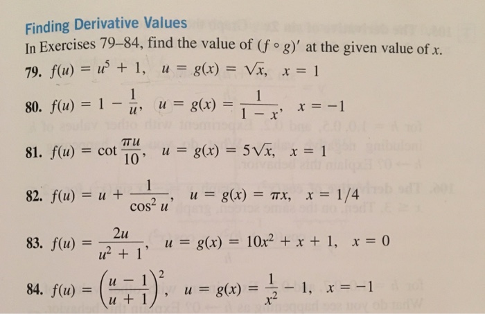 Solved Finding Derivative Values In Exercises 79-84, find | Chegg.com