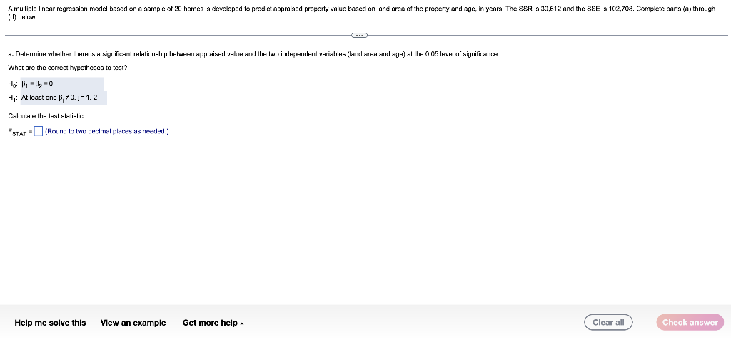 Solved A multiple linear regression model based on a sample | Chegg.com