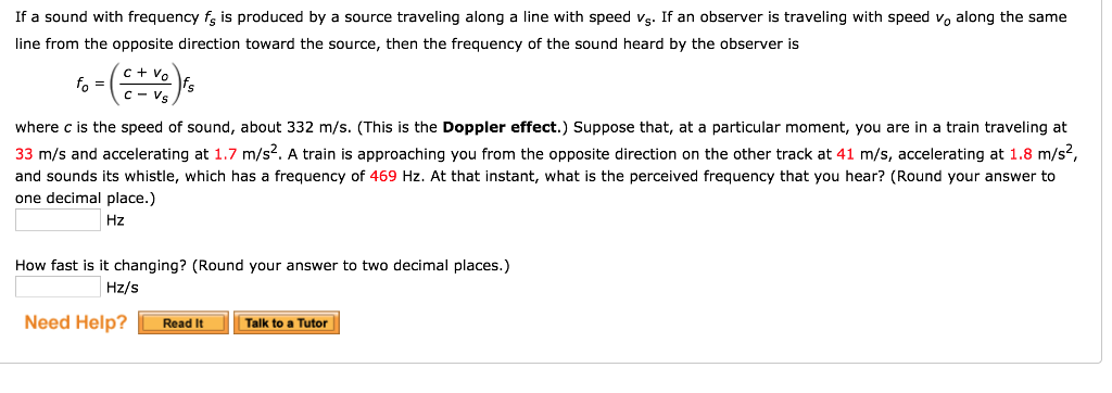 Solved If a sound with frequency fs is produced by a source | Chegg.com