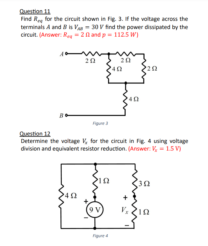 Solved Question 11 Find Req for the circuit shown in Fig. 3. | Chegg.com