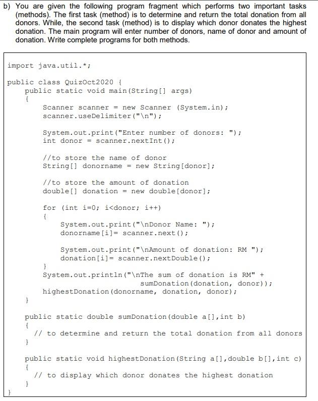Solved b) You are given the following program fragment which | Chegg.com