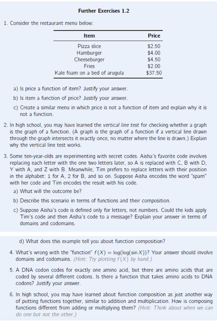 Solved Further Exercises 1.2 1. Consider the restaurant menu | Chegg.com