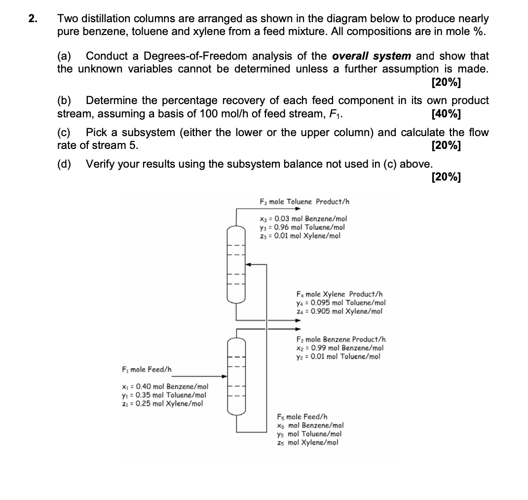 Solved 2. Two distillation columns are arranged as shown in | Chegg.com