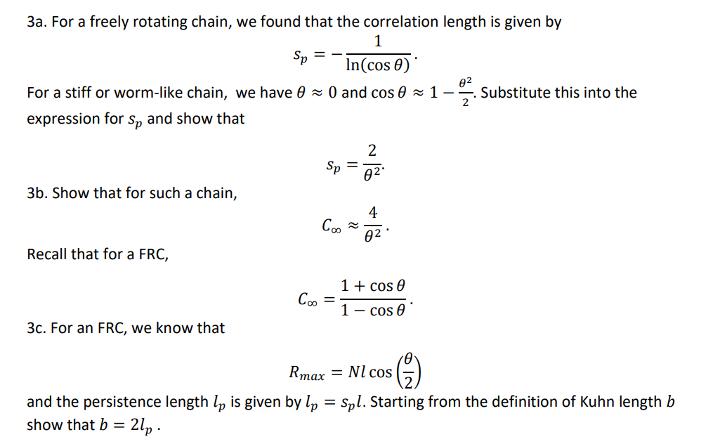 Solved 3a. For a freely rotating chain, we found that the | Chegg.com