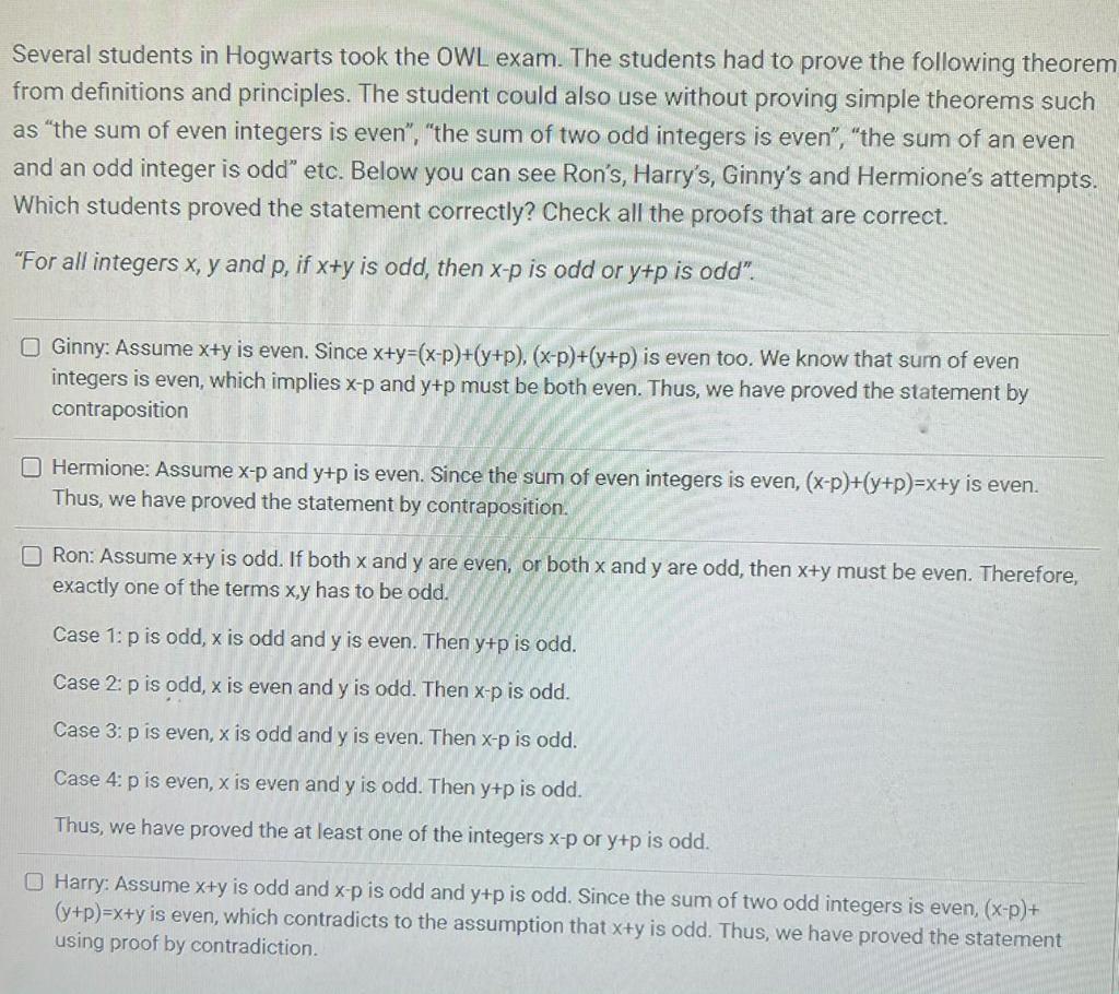 Solved Several students in Hogwarts took the OWL exam. The | Chegg.com