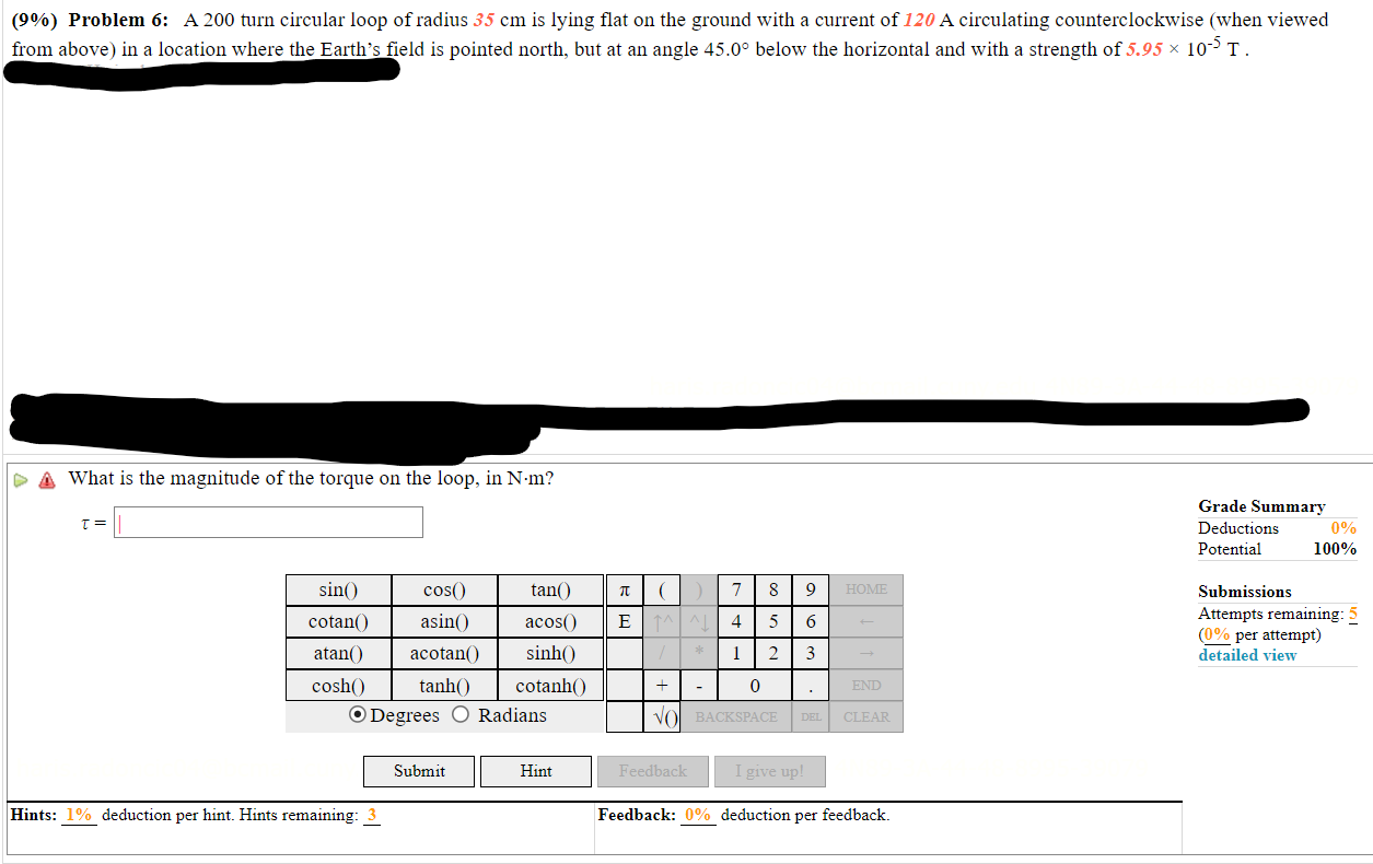 Solved (9\%) Problem 6: A 200 turn circular loop of radius | Chegg.com