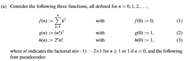 Solved (a) Consider the following three functions, all | Chegg.com