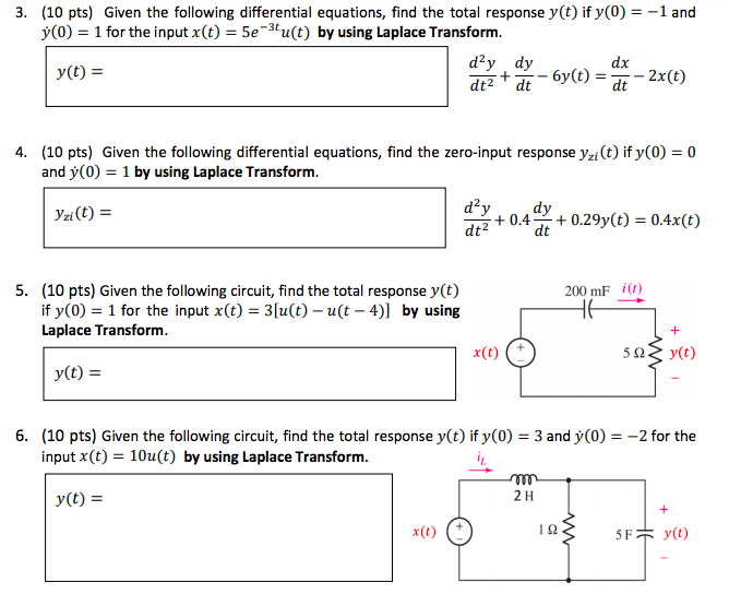 Solved 3. (10 pts) Given the following differential | Chegg.com