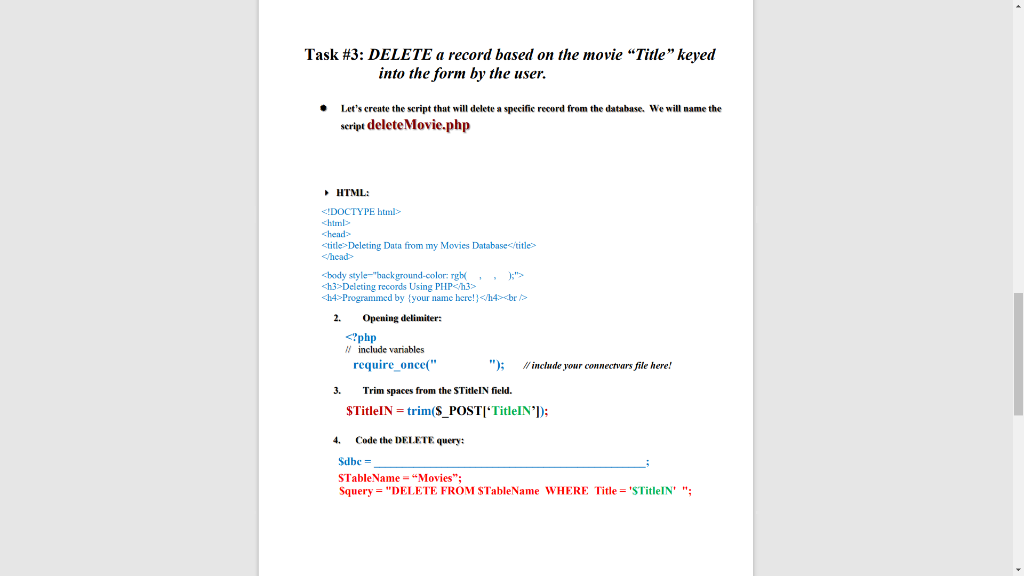 Solved Assignment 10 Topic: "more PHP & MySQL database | Chegg.com