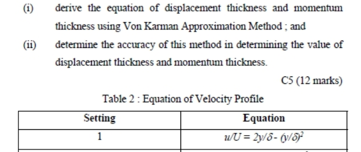 Solved (i) derive the equation of displacement thickness and | Chegg.com