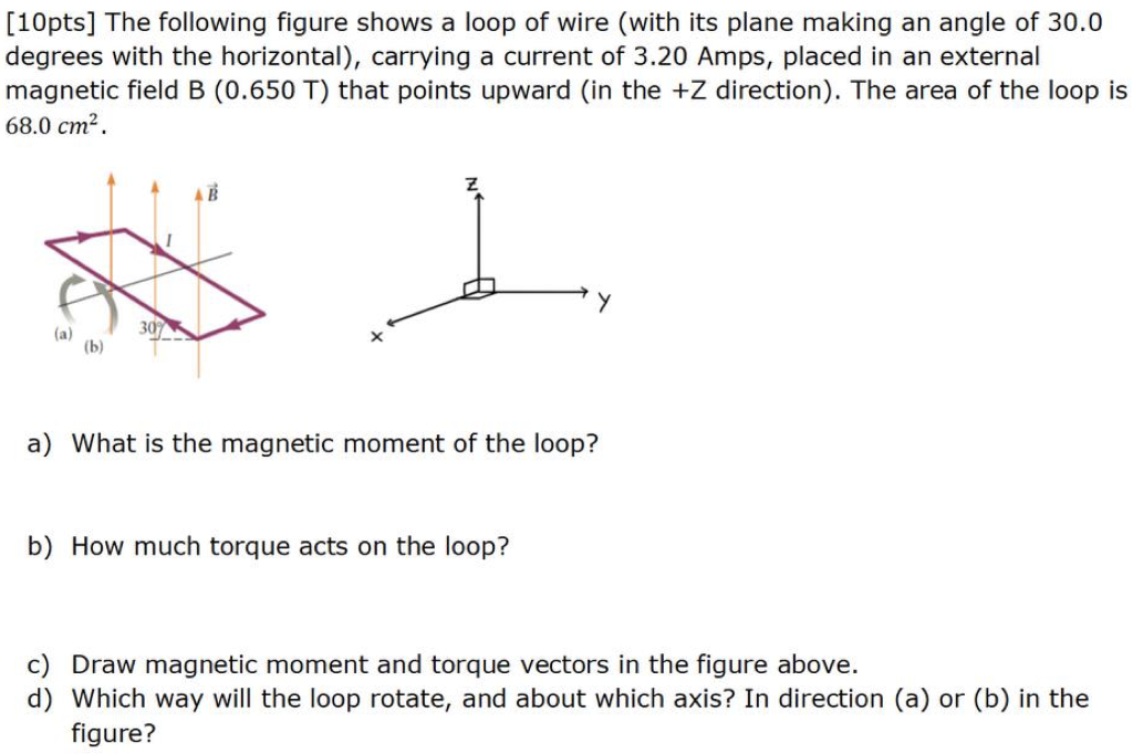 Solved [10pts] The following figure shows a loop of wire | Chegg.com