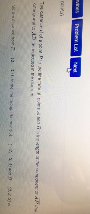 Solved vious Problem List Next points) The distance d of a | Chegg.com