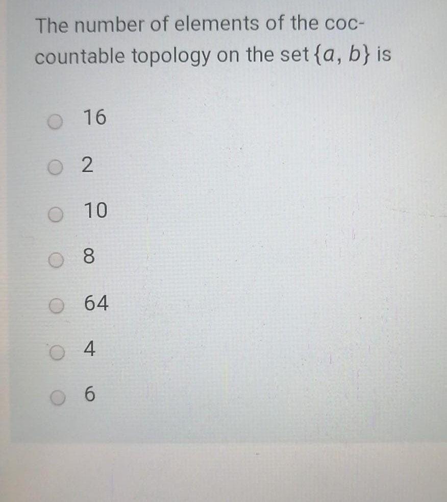 Solved The number of elements of the coc- countable topology | Chegg.com