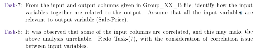 Task 7 From The Input And Output Columns Given In