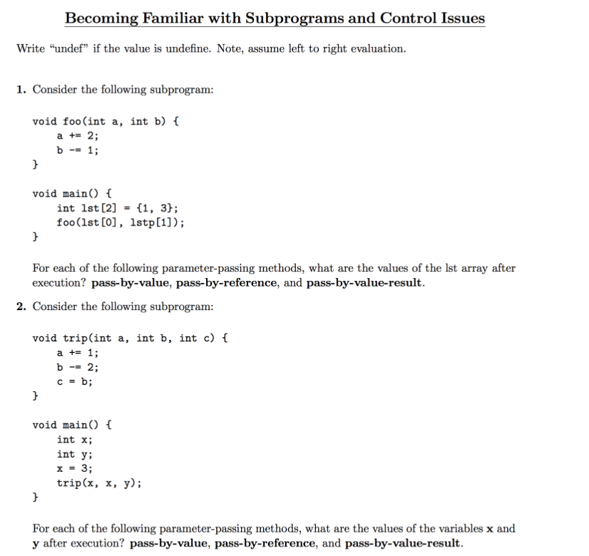 Solved Becoming Familiar with Subprograms and Control Issues | Chegg.com