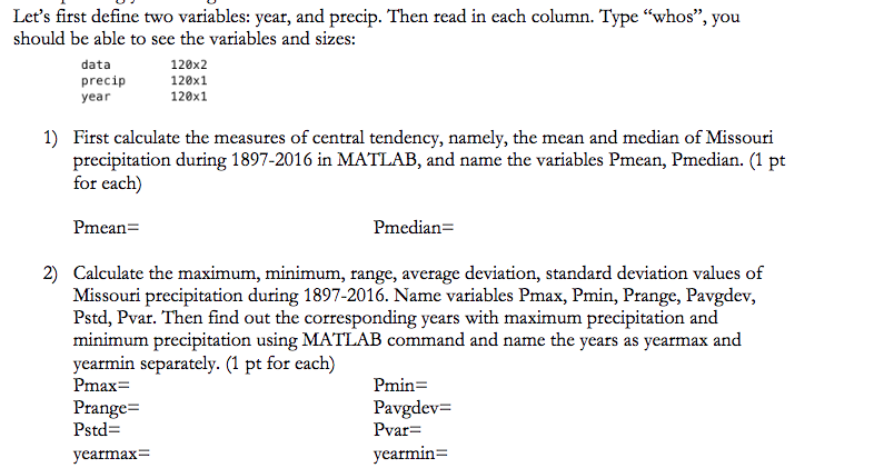 MATLAB Question - The first column presents the | Chegg.com