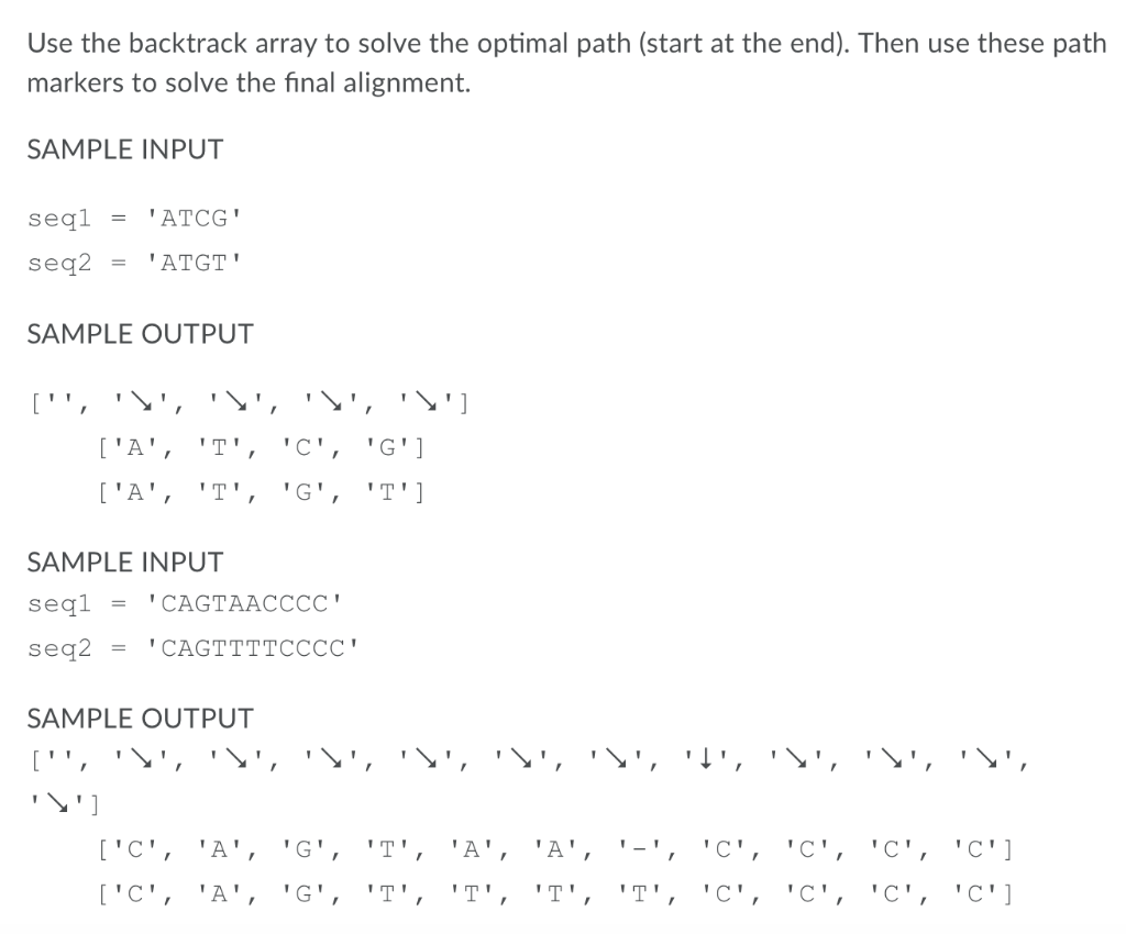 Solved Hi I have a global sequence alignment code on python | Chegg.com