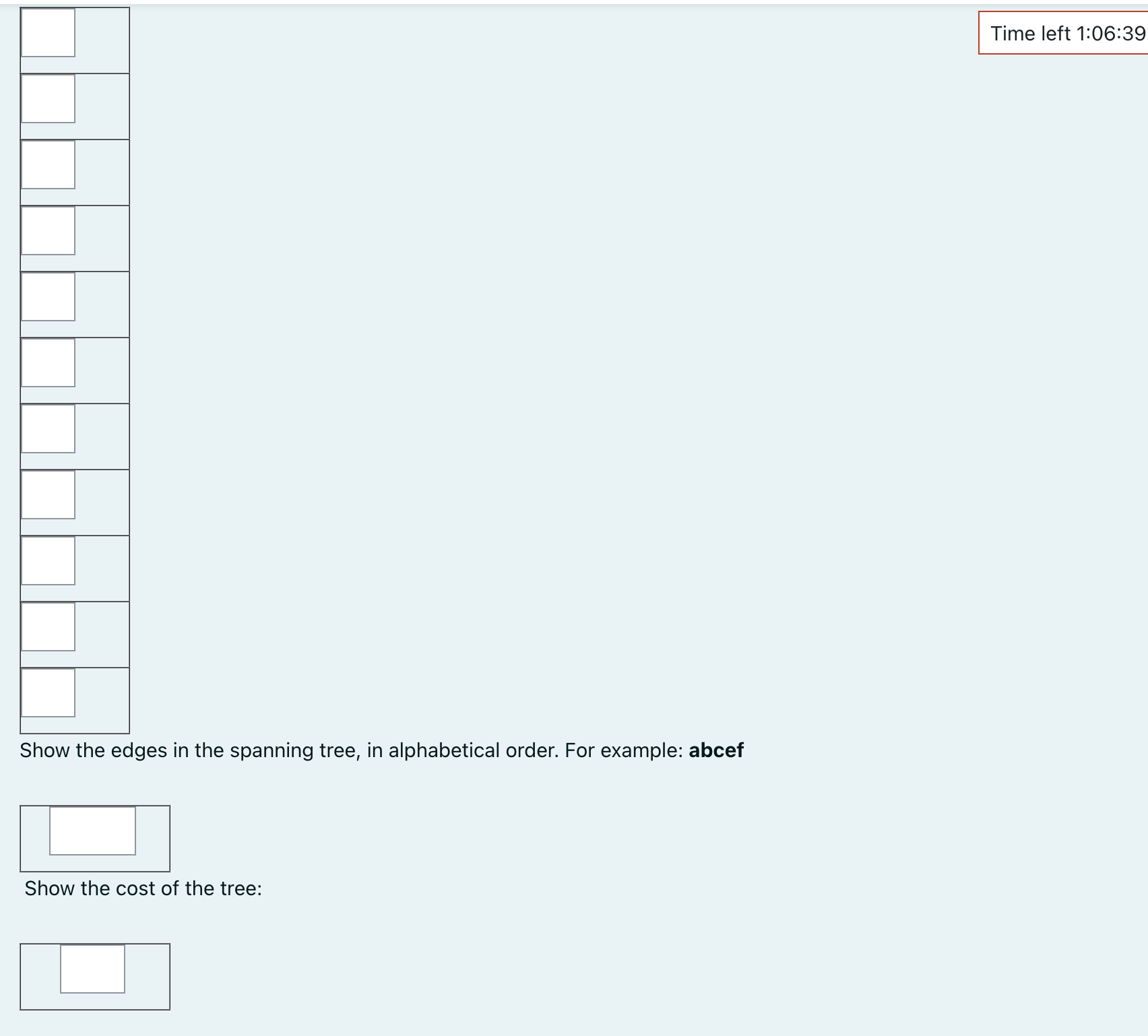 Solved We have the following graph for running the Kruskal | Chegg.com
