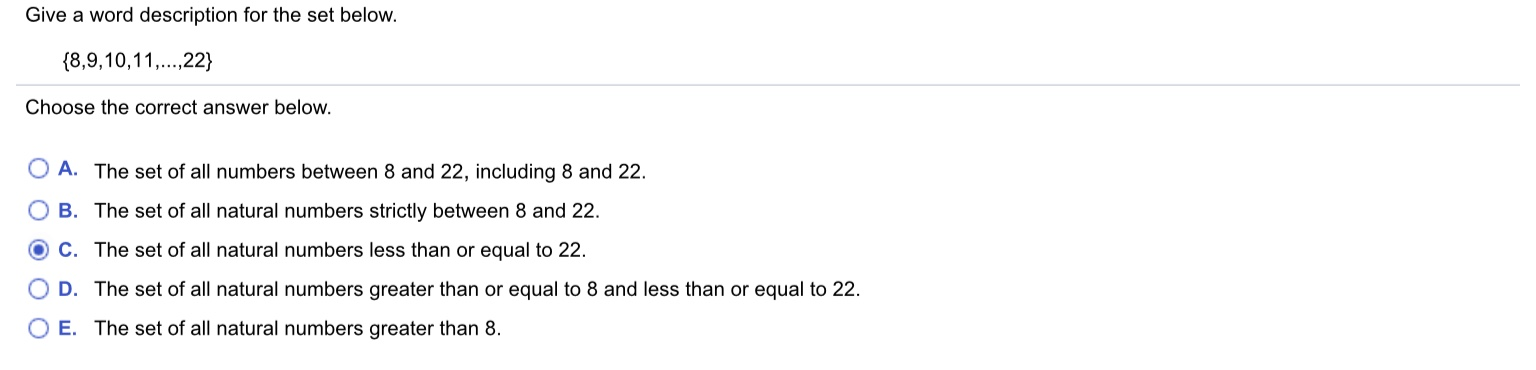 Solved Give a word description for the set below. | Chegg.com