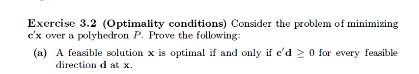 Solved Exercise 3.7 (Optimality conditions) Consider a | Chegg.com