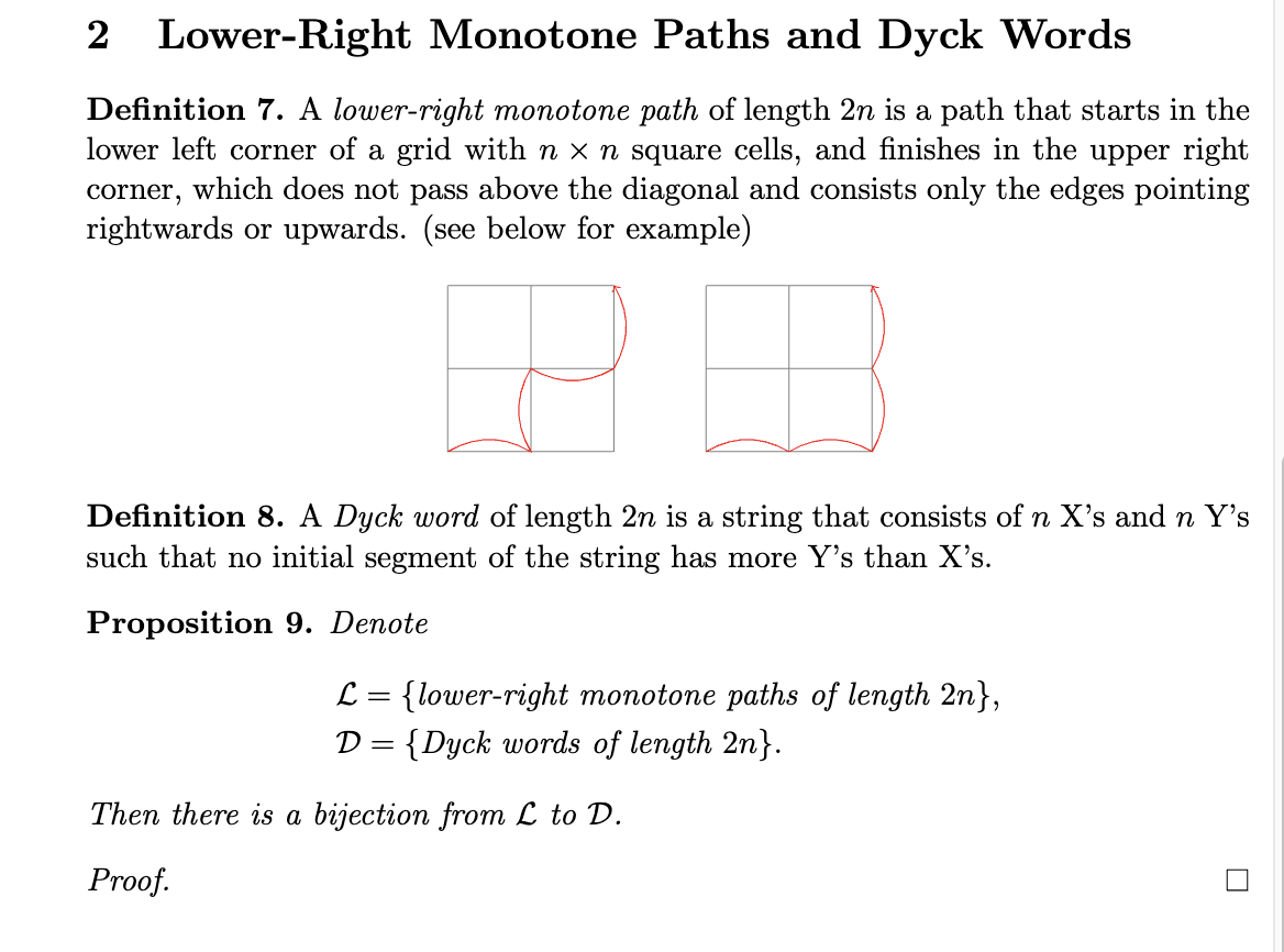 Solved 2 Lower-Right Monotone Paths and Dyck Words | Chegg.com