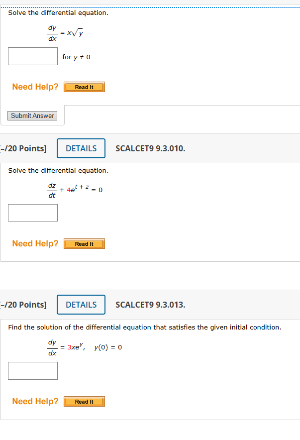 Solved Solve the differential equation. dxdy=xy for y =0 | Chegg.com