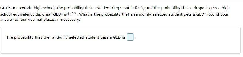 Solved GED: In a certain high school, the probability that a | Chegg.com