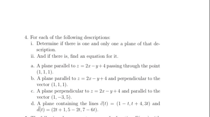 Solved For each of the following descriptions: Determine if | Chegg.com