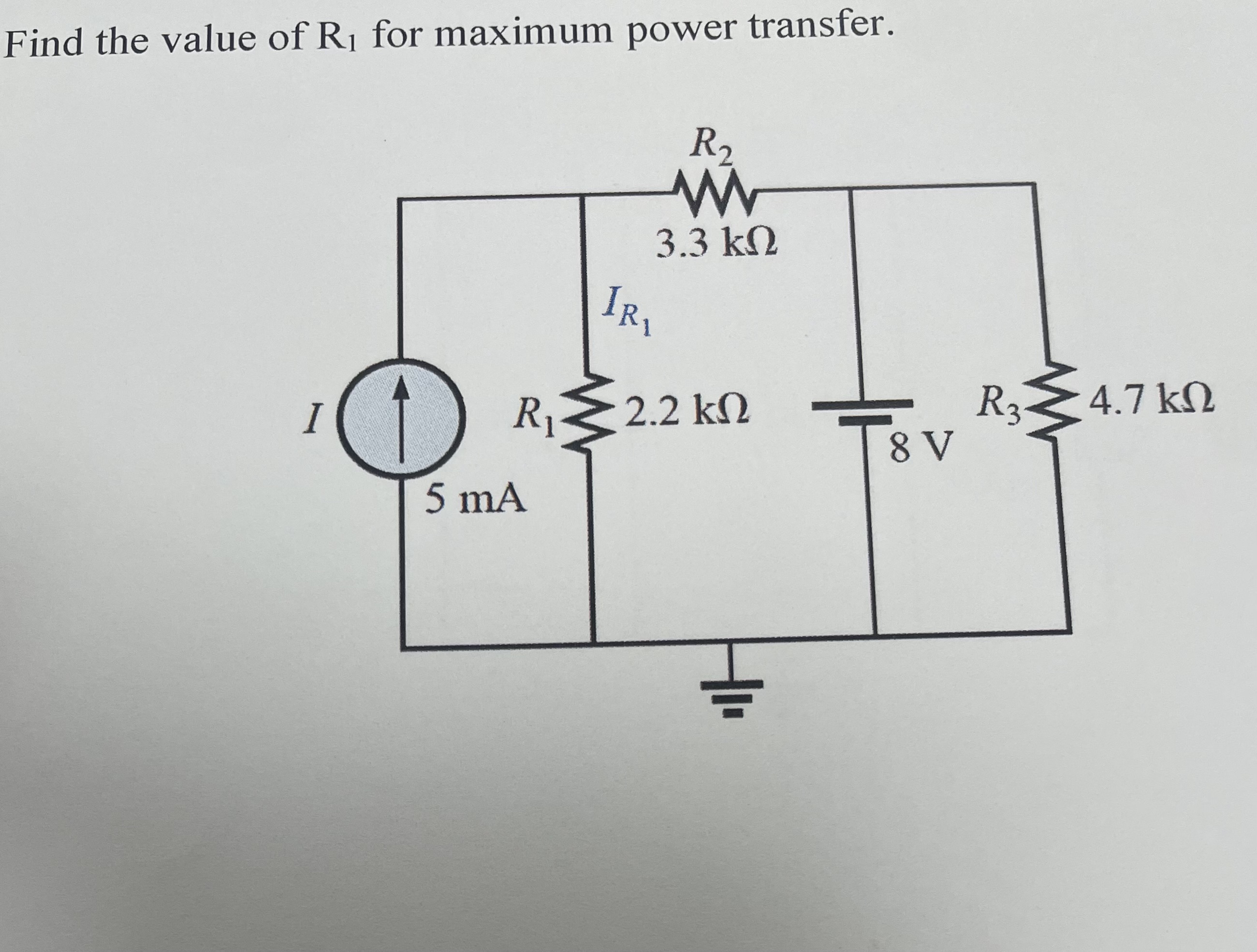 Solved Find the value of R1 for maximum power transfer. | Chegg.com