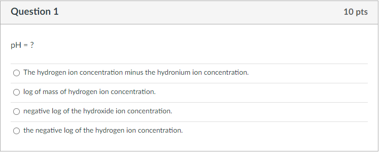 Solved pH=? The hydrogen ion concentration minus the | Chegg.com