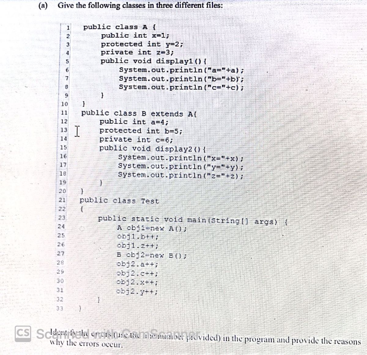 Solved a)Identify the errors (use the line number provided) | Chegg.com