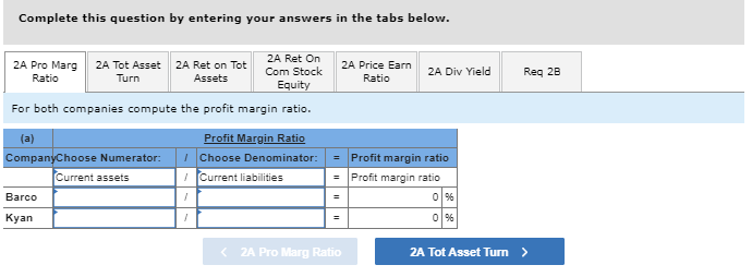 Solved 2a. For both companies compute the (a) profit margin | Chegg.com