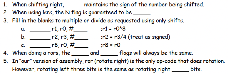 Solved 1. When shifting right, maintains the sign of the | Chegg.com