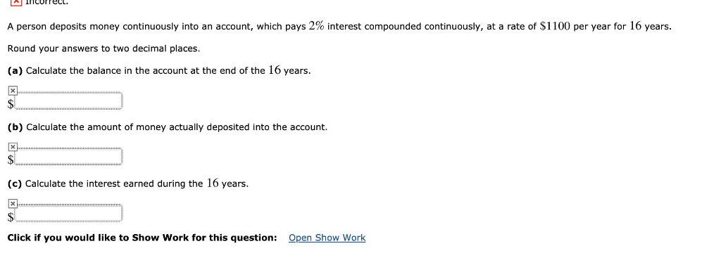 Solved A person deposits money continuously into an account, | Chegg.com