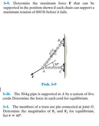 Solved 3-9 Determine the maximum force F that can be | Chegg.com