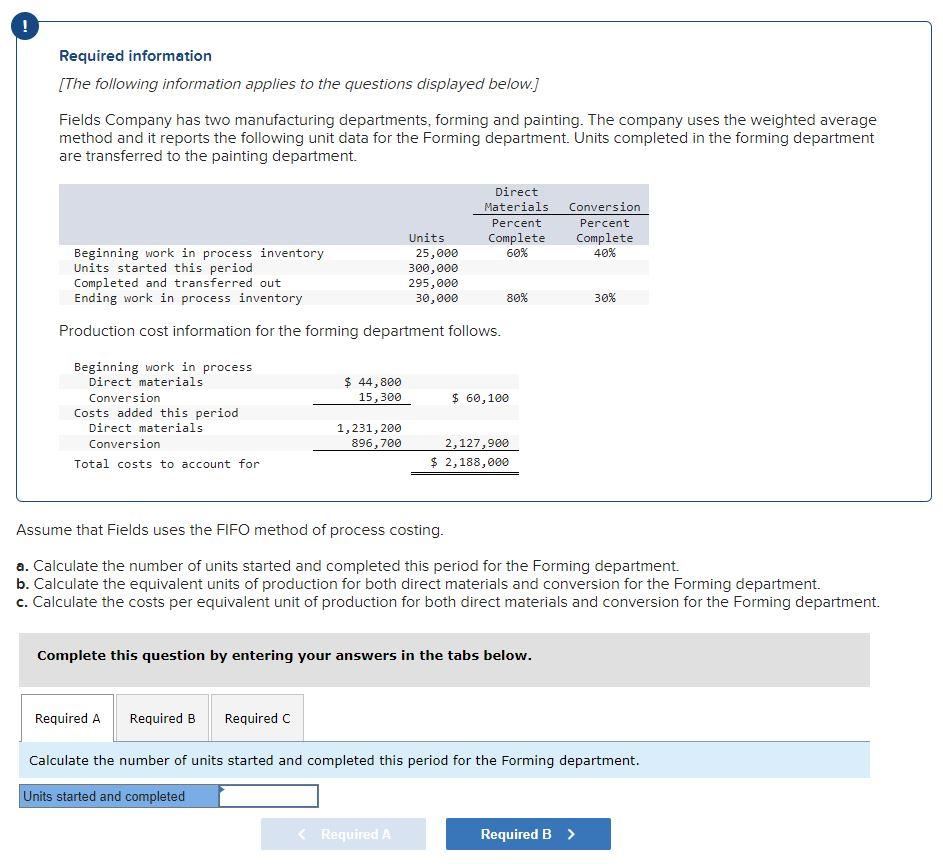 Solved a. Calculate the number of units started and | Chegg.com