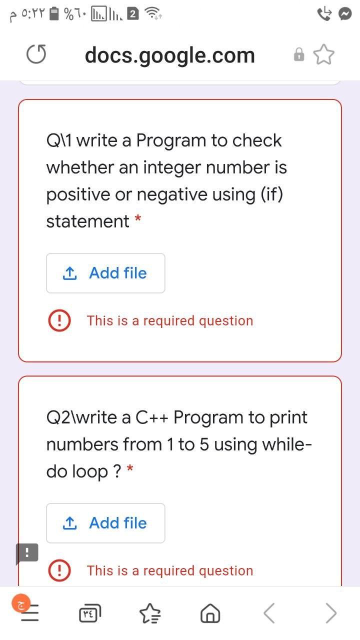 Solved 0:۲۲ م %7. W.2 o docs.google.com Q11 write a Program | Chegg.com