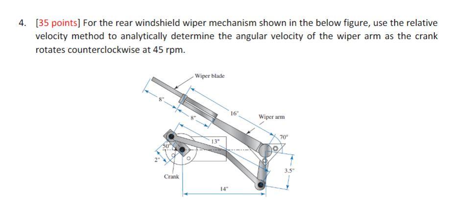 Solved 4. (35 points] For the rear windshield wiper | Chegg.com