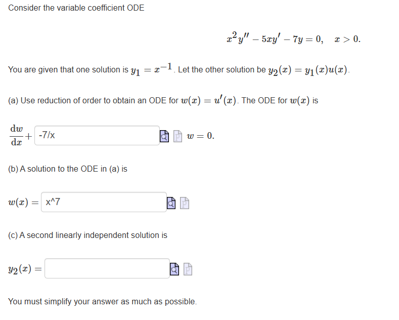 Consider the variable coefficient | Chegg.com