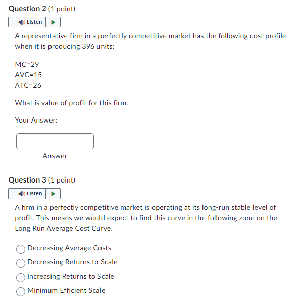 Solved A representative firm in a perfectly competitive | Chegg.com