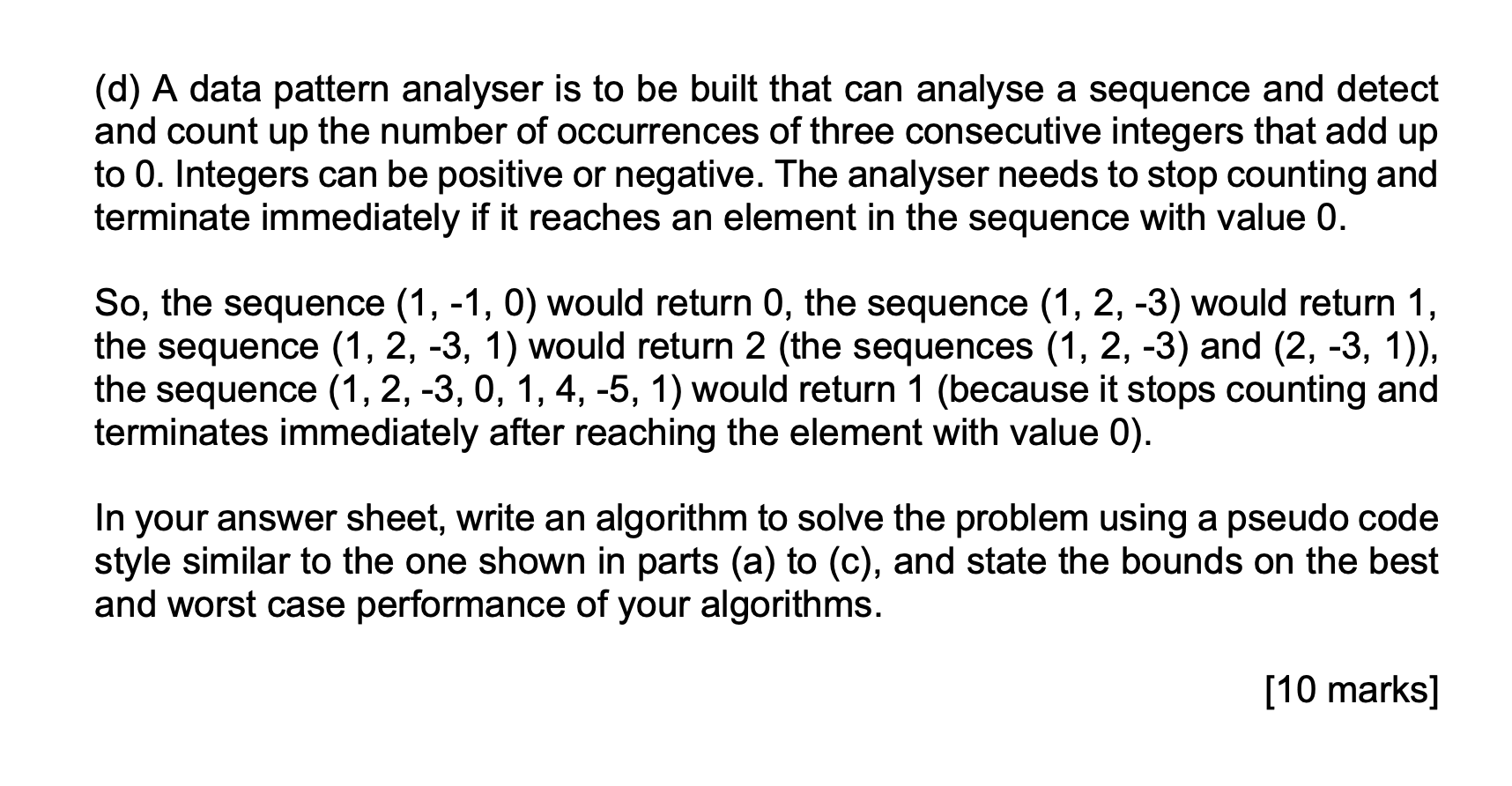 Solved (d) A data pattern analyser is to be built that can | Chegg.com
