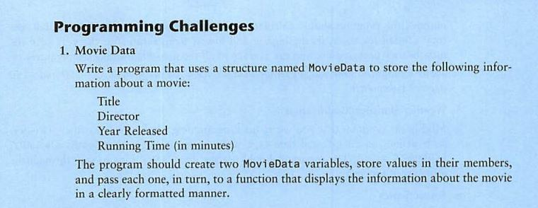 Solved Programming Challenges 1. Movie Data Write a program | Chegg.com